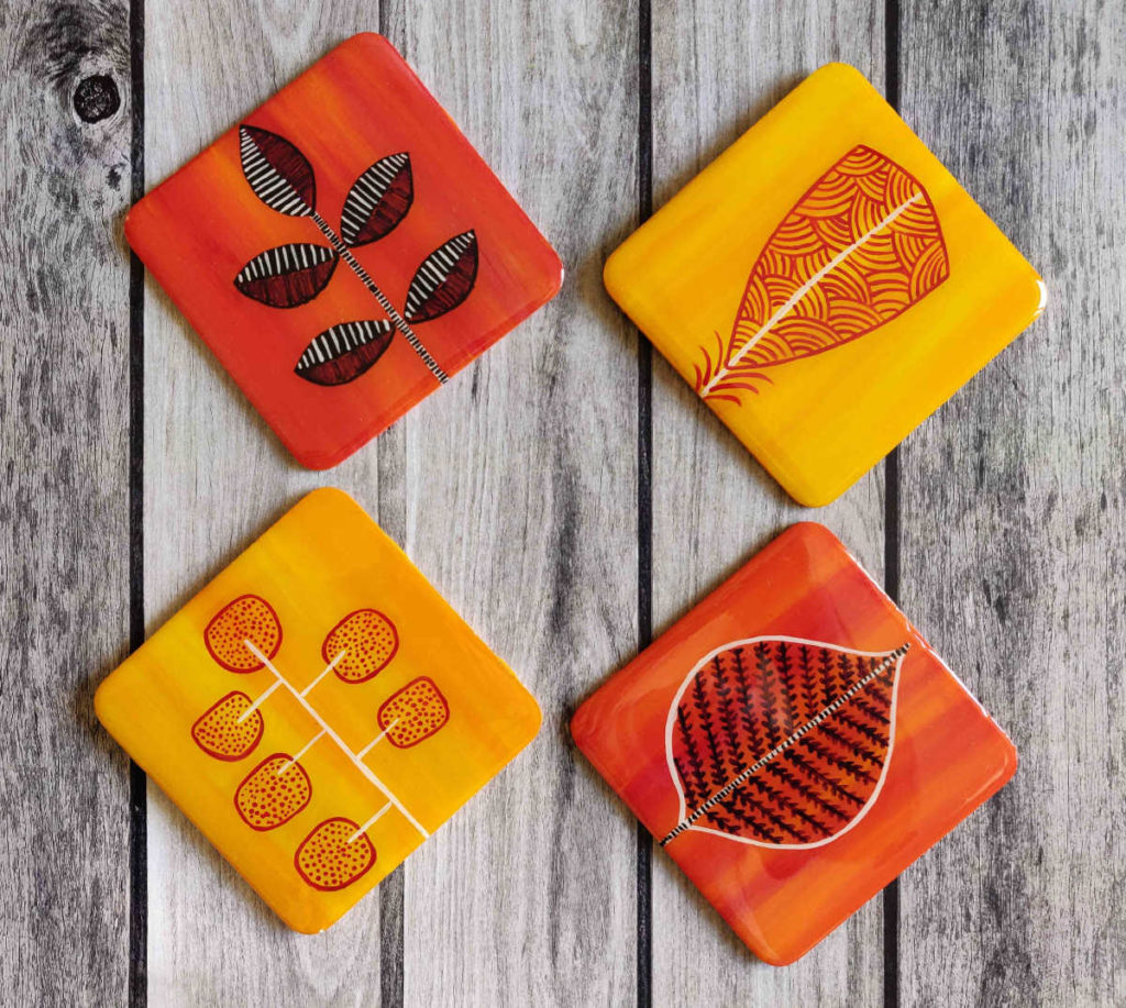 Hand painted Coasters - Leaves | imagicArt