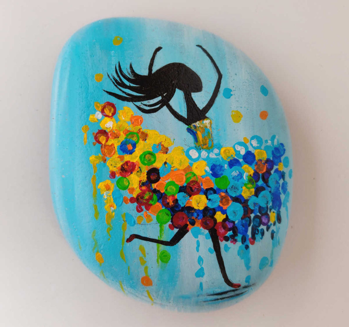 Hand Painted Pebble - Dancing Lady | imagicArt