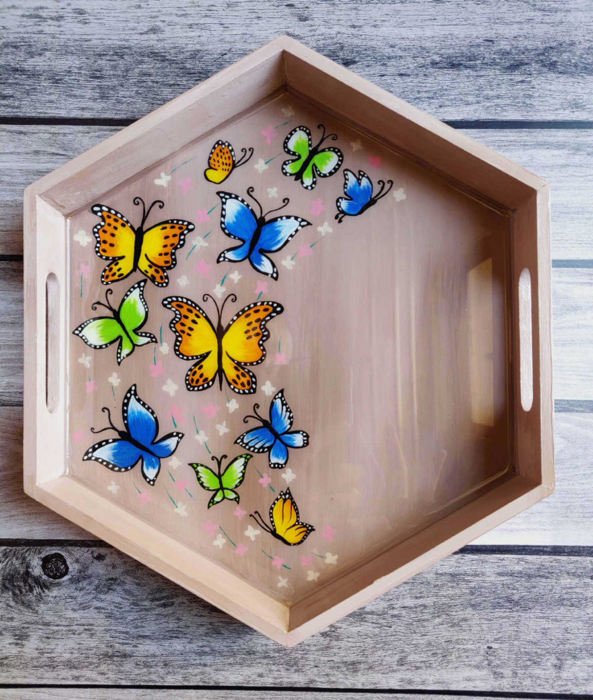 Hand Painted Serving Tray - Butterflies | imagicArt